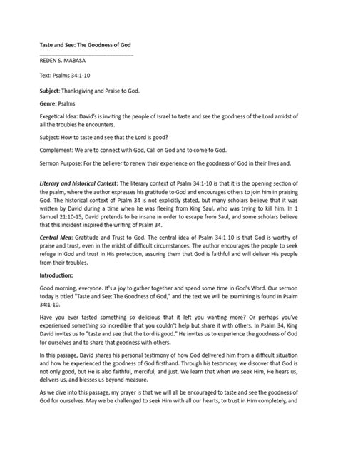 Expository Sermon Pdf David God