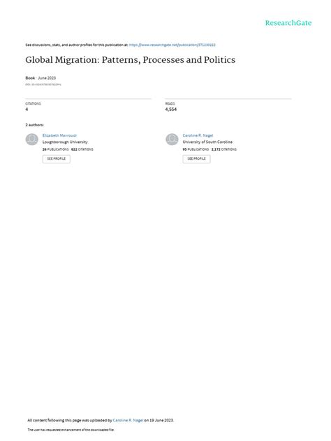Global Migration Patterns Processes And Politics Pdf Human Migration Refugee