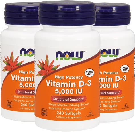 Now Vitamin D 3 5000 Iu 240 Softgels Pack Of 3 Health