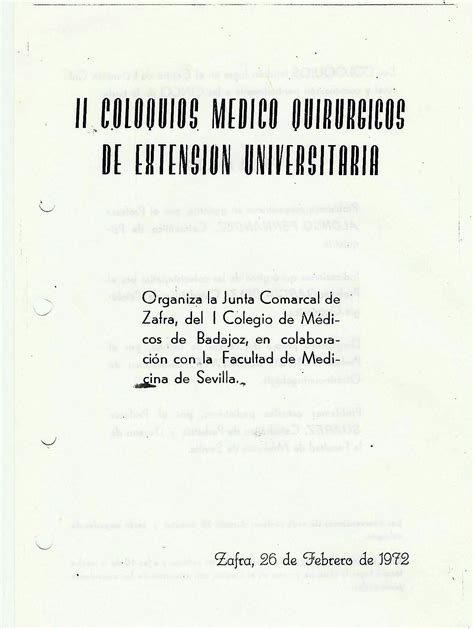 Ii Coloquios Médicos Quirúrgicos De Zafra Blog De Tomás Cabacas