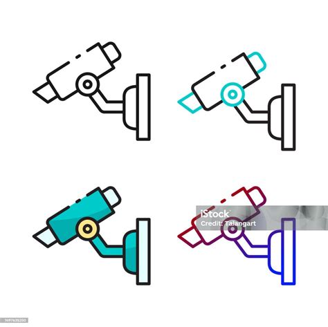 Video Surveillance Icon Design In Four Variation Color Stock