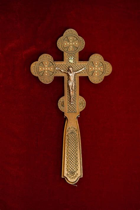 Wooden Two Side Blessing Hand Cross Byzantine Church Supplies