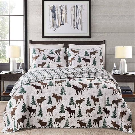 Moose Lodge Quilt Bedding Quilt Set Twin Size Rustic