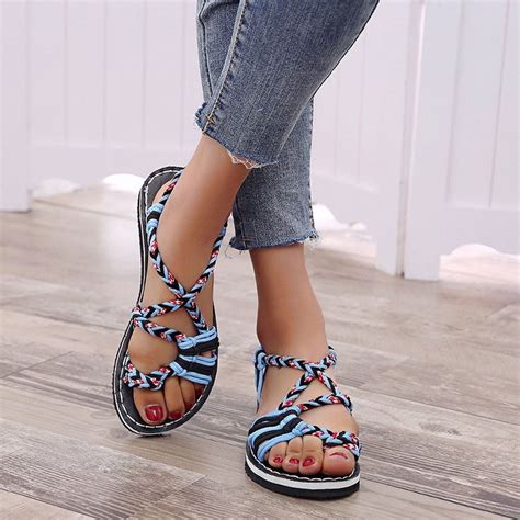 Zpanxa Womens Sandals Summer Ladies Flip Flops Flat Heel Bohemian Roman