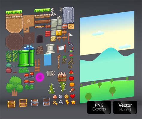 Uvector Platformer Tileset Grass Hill 2 Game Art Partners