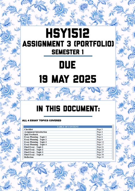 hsy1512 assignment 3 portfolio semester 1 all 4 essays topics