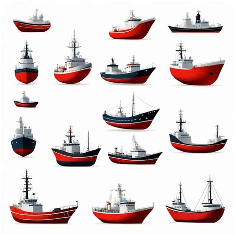 Vessels Vector Set White Background Isolated A High Qual Premium Ai