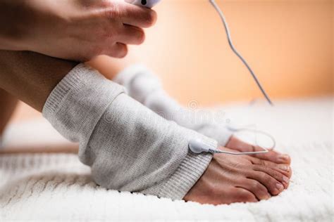 Ankle Joint Physical Therapy With Tens Electrode Brace Pads Transcutaneous Electrical Nerve