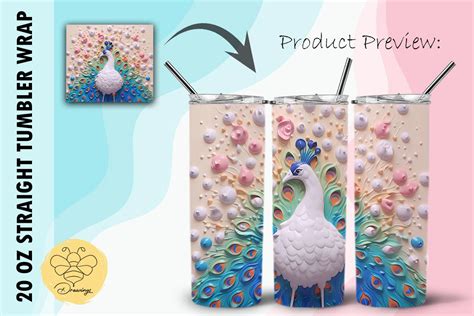 Peacock 3d Tumbler Wrap 12 Graphic By Beedrawings · Creative Fabrica