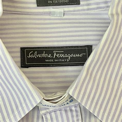 Salvatore Ferragamo Mens Purple And White Shirt Depop