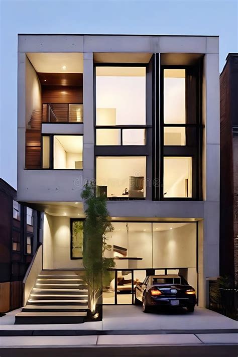 Modern Home Architectural With Big Window Generative Ai Stock Illustration Illustration Of