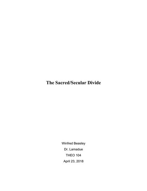 The Sacredsecular Divide Pdf