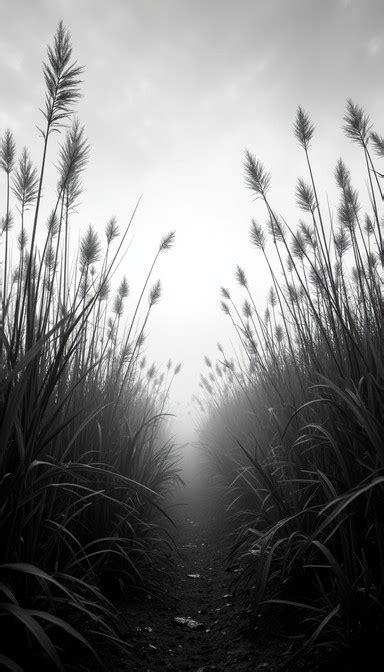 Free Misty Grass Path Image Misty Pathway Monochrome Download At Stockcake