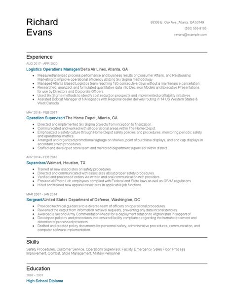 Logistics Operations Manager Resume Examples And Tips Zippia