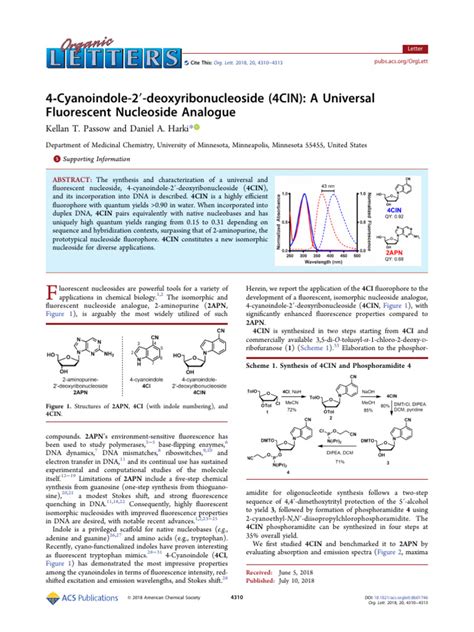 4 Cyanoindole 2 Deoxyribonucleoside 4cin A Universal Pdf
