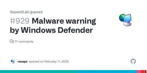 Malware warning by Windows Defender · Issue #929 · GopeedLab/gopeed · GitHub