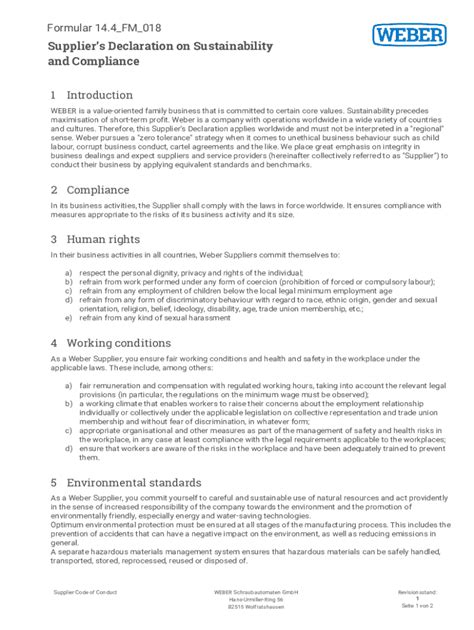 Fillable Online Suppliers Declaration On Sustainability And Compliance Fax Email Print Pdffiller