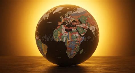 Global Unity A 3d Render Of Earth With National Flags Stock Global Unity A 3d Render Of Earth With National Flags Stock