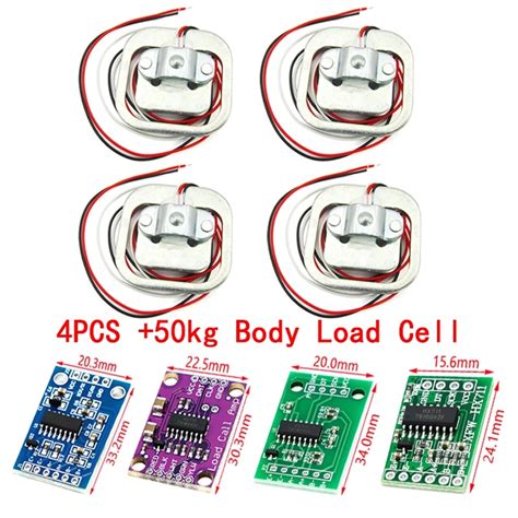 hx711 ad module body load cell pesagem sensor sensor de pressão 4pcs 50kg escala humana load