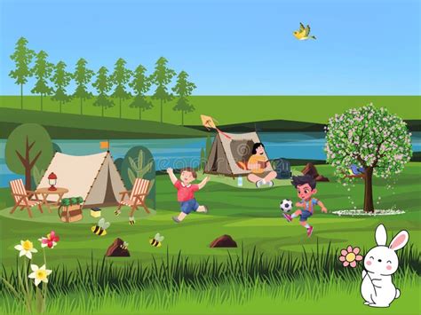 Nature Park Camping Scene Stock Illustrations 2847 Nature Park