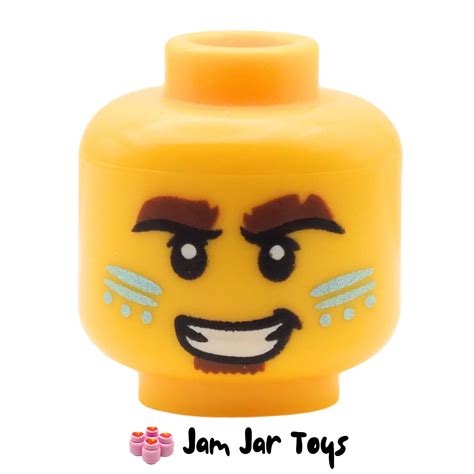 Lego Viking Head Bushy Eyebrows Lines Dots On Cheeks Smile Hf133
