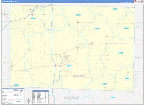 Newton County Mo Zip Code Wall Map Basic Style By Marketmaps Mapsales