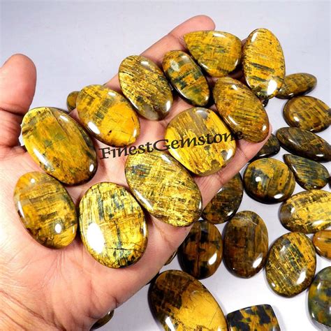 Natural Yellow Flashy Nellite Nellite Cabochon Nellite Gemstone