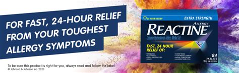 Reactine Extra Strength Antihistamine Tablets 10mg 24 Hour Relief