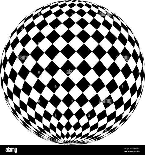 Checkered Globe Figure Ball With Black And White Squares Design 3d Sphere Icon Spherical