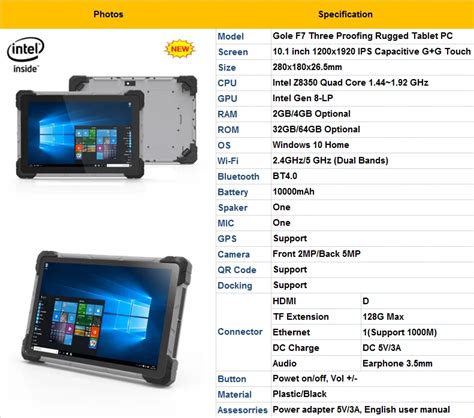 Rugged Tablet With Barcode Scanner 3g 4g Module Camera Front 2 0mp Back