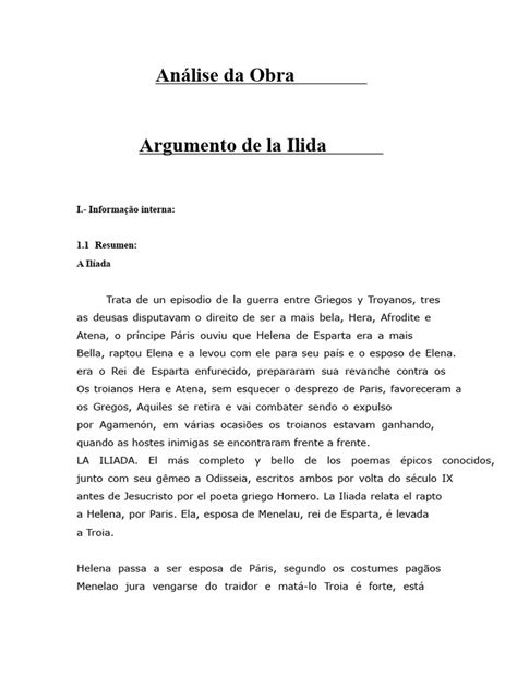 Análise Da Ilíada Guerra E Heroísmo Pdf Ilíada Paris Mitologia