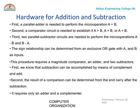 Computer Organization Algorithms Like Addition And Subtraction And Multiplication Pptx