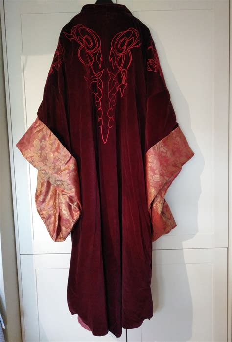 Elrond Burgundy Velvet Council Robe Lotr Cosplay Embroidered Velvet