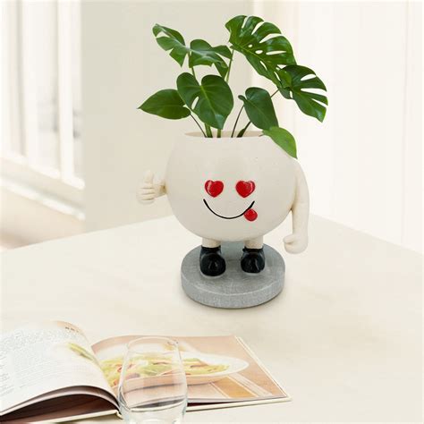 Patlollav Summer Smiling Plant Pot Novelty Planter Funny Resin Flower