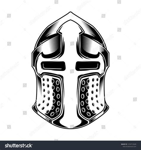 Knight Helmet Drawing Black White Knight Stock Vector Royalty Free