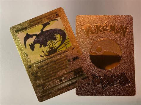 Shining Charizard Golden Pokémon Card Shiny Holo Custom Gold Etsy