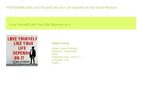 Ppt Pdf Download Love Yourself Like Your Life Depends On It By Kamal