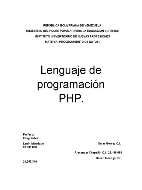 lenguaje de programación php pdf php ingeniería de software