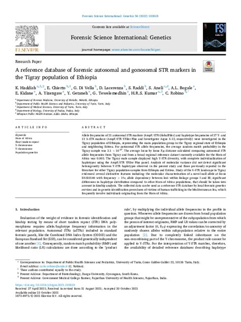 Pdf A Reference Database Of Forensic Autosomal And Gonosomal Str
