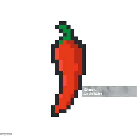 Ilustración De Ilustración De Estilo Pixelado De Un Pimiento Rojo Chile