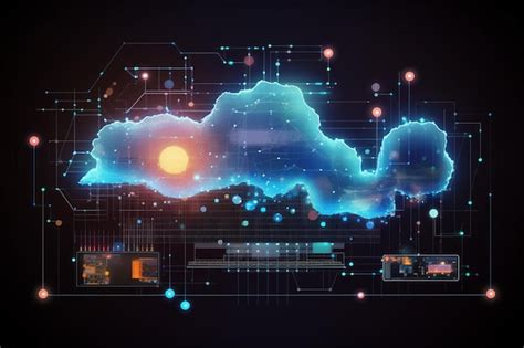Premium Photo Cloud Interface That Shows Data Uploading To The Internet