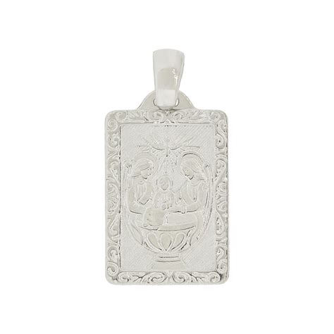 14k Gold White Rhodium Baptism Christening Engraved Religious Pendant