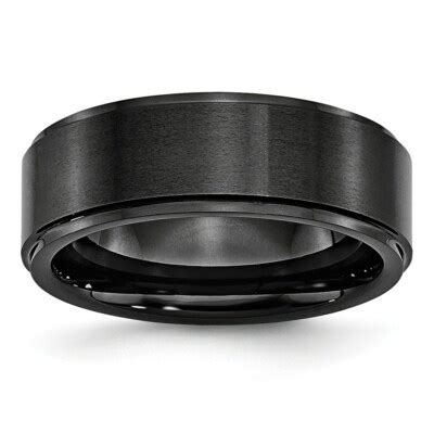 Chisel Black Ceramic Ridged Edge 8mm Brushed And Polished Band S13 Ebay
