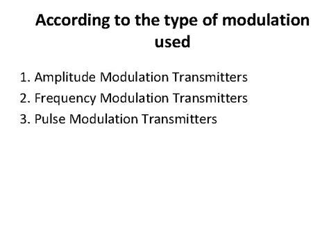 Communication Systems Classification Of Radio Transmitters 1 According