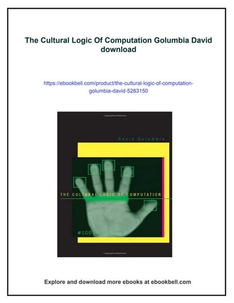 The Cultural Logic Of Computation Golumbia David Pdf
