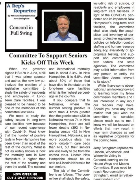 Trendy Times Repartee Article On House Bill 578 My Bill To Protect Nh Seniors September 2020
