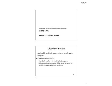 Atms 1001 Cloud Classification Atms 1001 Cloud Classification Some