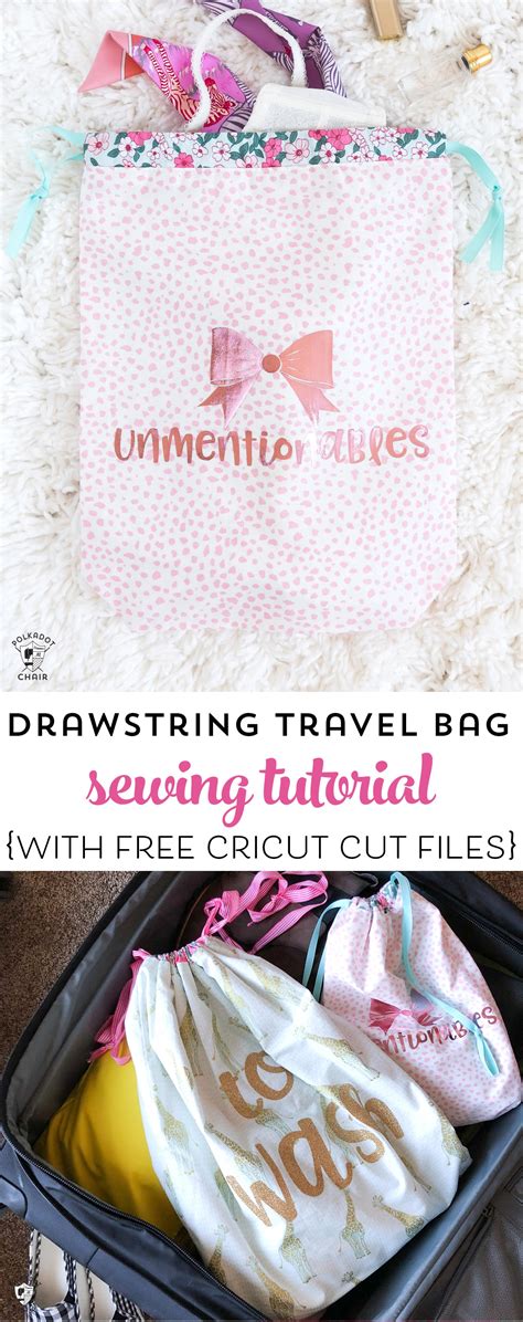 Lined Drawstring Bag Sewing Pattern And Free Cricut Cut Files The Polka Dot Chair