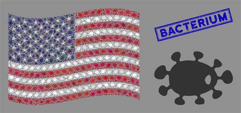 United States Flag Stylization Of Bacteria And Grunge Bacterium Seal