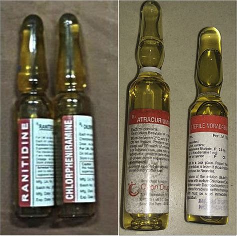 Left The Ampoules Of Ranitidine And Chlorpheniramine Look Strikingly